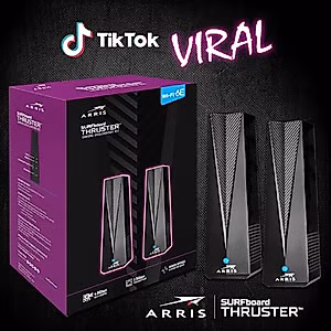 ARRIS Surfboard Thruster Wi-Fi 6E Gaming Acceleration Kit W6B | Dedicated 6GHz Band | 2.5 Gbps Port | Works with Any Wi-Fi Router/Mesh System | Optimized Connectivity for PC or Console