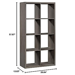 Sauder Miscellaneous Storage 8-Cube Organizer, L: 29.84" x W: 13.03" x H: 57.87", Mystic Oak