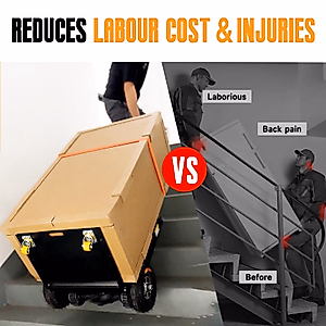 HITUGU 661lb Electric Stair Climbing Hand Trucks Dolly Cart for Moving, 600W Motor Battery Powered Capacity Heavy Duty Folding Stair Climber Cart Hand Trolley for Home Furniture Logistics Warehouse