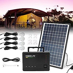 Rechargeable Portable Solar Generator Kit Power Home Outdoor Light System for Camping Solar Panel
