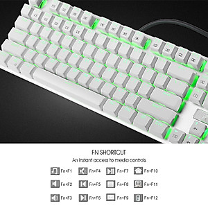 HUO JI E-Yooso Z-88 RGB Mechanical Gaming Keyboard USB Wired, Customizable RGB Backlit, Blue Switches - Clicky, Metal Panel, 104 Keys for Mac, PC, Silver+White