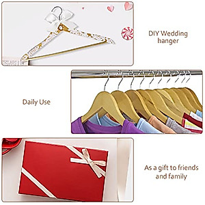 DEDU Wooden Hangers with Shoulder Grooves 24 Pack, Wooden Coat Hangers for Closet Heavy Duty with Non Slip Strip, Suit Hangers with Pant Bar 360° Swivel Hook for Shirt, Weeding Dress, Pants (Natural)