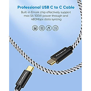 100W USB C Charger PowerLot Fast Wall Charger PD 3.0 GaN Type C Charging, Power Adapter with 5A 6ft Cable, Universal Charger Block for MacBook, iPad, iPhone 14, Pixel, Chromebook and USB-C Laptops