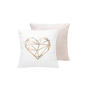SUMGAR Throw Pillow Covers Pink Love Rose Gold White Pillowcase Teen Girls Geometric Cushion Case for Sofa Couch Bed Living Room Bedroom Office Set of 2, to Mom,18 x 18 inch
