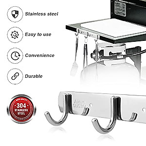 AIEVE Grill Hooks for Utensils, 2 Pack Heavy Duty Grill Utensil Holder BBQ Grill Tool Hanger for CharBroil, Weber, Charcoal, Blackstone Grill Accessories for Hanging Barbecue Grilling Utensils