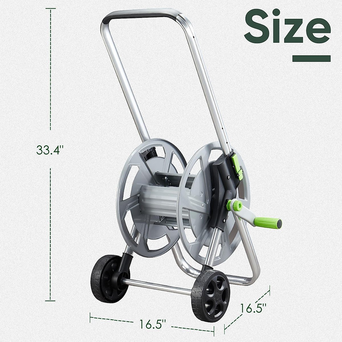 YESTAR Hose Reel Cart Hold Up to 130 ft of 5/8 inch Hose Garden Water Hose Carts Mobile Tools with 2 Wheels, Heavy Duty Powder-coated Steel Outdoor Planting with Storage Basket, for Garden, Yard, Lawn