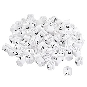 MECCANIXITY Clothes Hanger Marker XL Size Tag Fit 3.5mm Rod White for Garment Clothing Color Coding, Pack of 100