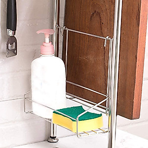 ESRADA Dish Rack Over The Sink Dish Drying Rack Stainless Steel Dish Drainer in Sink Large Dish Rack Kitchen Aid Space Saver Organizer Shelf Basket Hooks