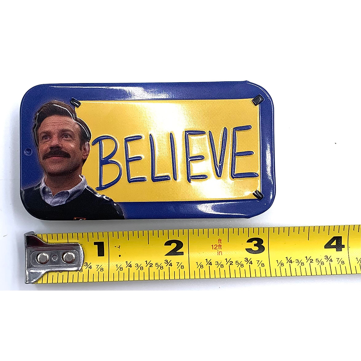 Ted Lasso Believe In Believe Blue Raspberry Flavored Candy - (1) Collectible Slide off top Tin filled with candies featuring Ted Lasso