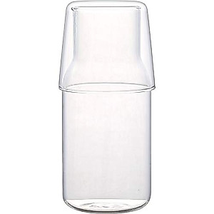 Bedside Water Carafe Set with Tumbler Glass Set Mouthwash Bottle for Bathroom, Bedroom Nightstand, 17oz/500ml(Clear)