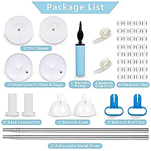 OurWarm Balloon Column Stand Kit Metal, 81 Inch Adjustable Balloon Tower Stand Kit Set of 2 with Heavy Water Bases, Balloon Arch Kit Stand with Manual Pump for Wedding Birthday Baby Shower Graduation