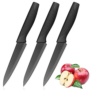 Lomgwumy Paring Knife, 3 Sharp and Durable Fruit Knife, Exquisite and Beautiful, the Black Blade is More Advanced, Fruit Knives Small is Suitable for Most Vegetables, Fruits and Meat