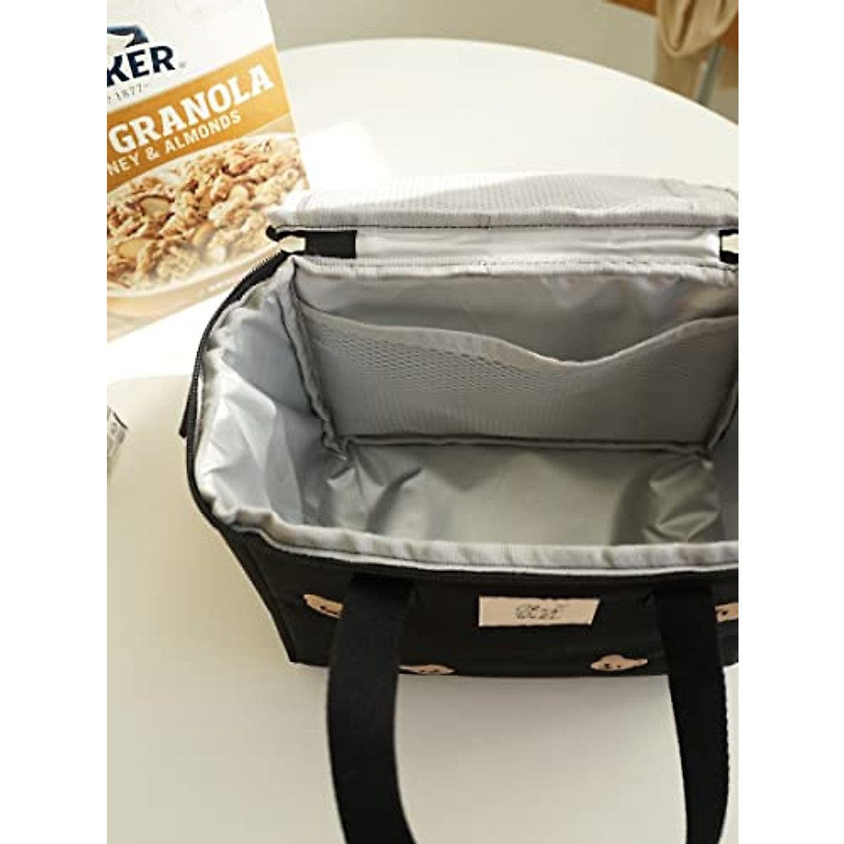 RICHTRUE Kawaii Lunch Bag for Girls Lunch Box Insulated Cute Lunch Bags for Women Insulated Lunch Box for Kids (Black 2)