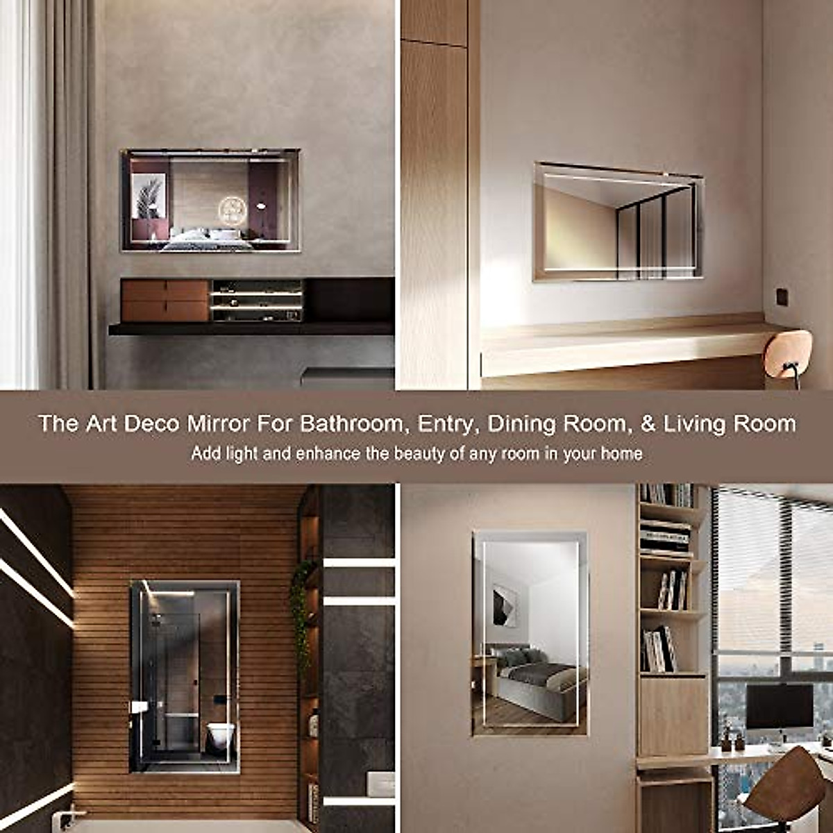 FRALIMK Mirror on Mirror Rectangular Beveled Edge Polished Frameless Rectangle Bathroom Decorative Wall Mirrors for Entryway, Living Rooms and Bedrooms, 15.75" x 27.56"