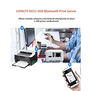 LOYALTY-SECU Blue~Tooth USB Print Server - Wireless Printer Sharing for Windows & Android - Supports LAN and Blue~Tooth Printing,Turns Old USB Printer into Blue~Tooth Printer.