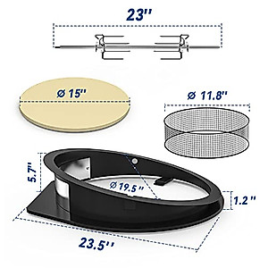 Skyflame 2 in 1 Black Coated Steel Rotisserie Kit with Pizza Ring Compatible with 22 1/2" Weber Kettle Grills - Including Roticery Motor, Spit Rod, Pizza Stone, Pizza Ring