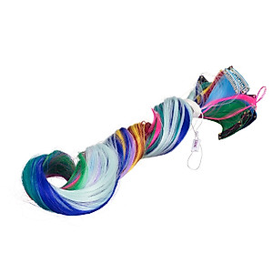 SWACC 22 Pcs Colored Party Highlights Clip on in Hair Extensions Multi-Colors Hair Streak Synthetic Hairpieces (11 Colors 22 Pcs in Set -Curly Wavy)