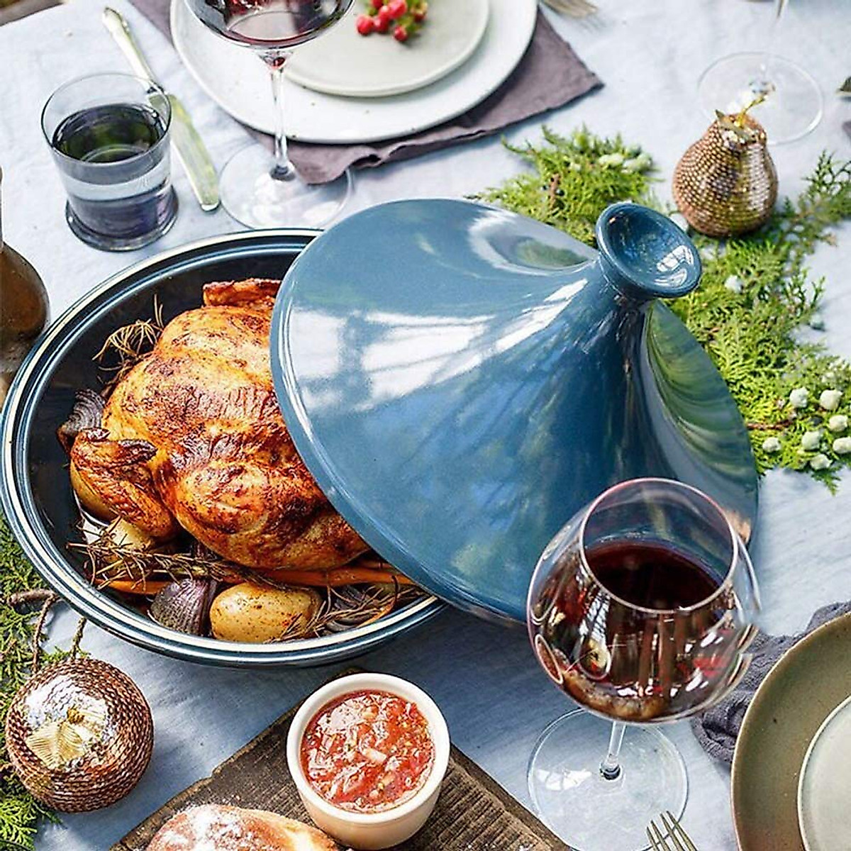 Casserole Dishes with Lids Large Lead Free Cooking Tagine, Ceramic Pots with Lid for Different Cooking Styles High Temperature Resistance Compatible with All Cooktops Cas