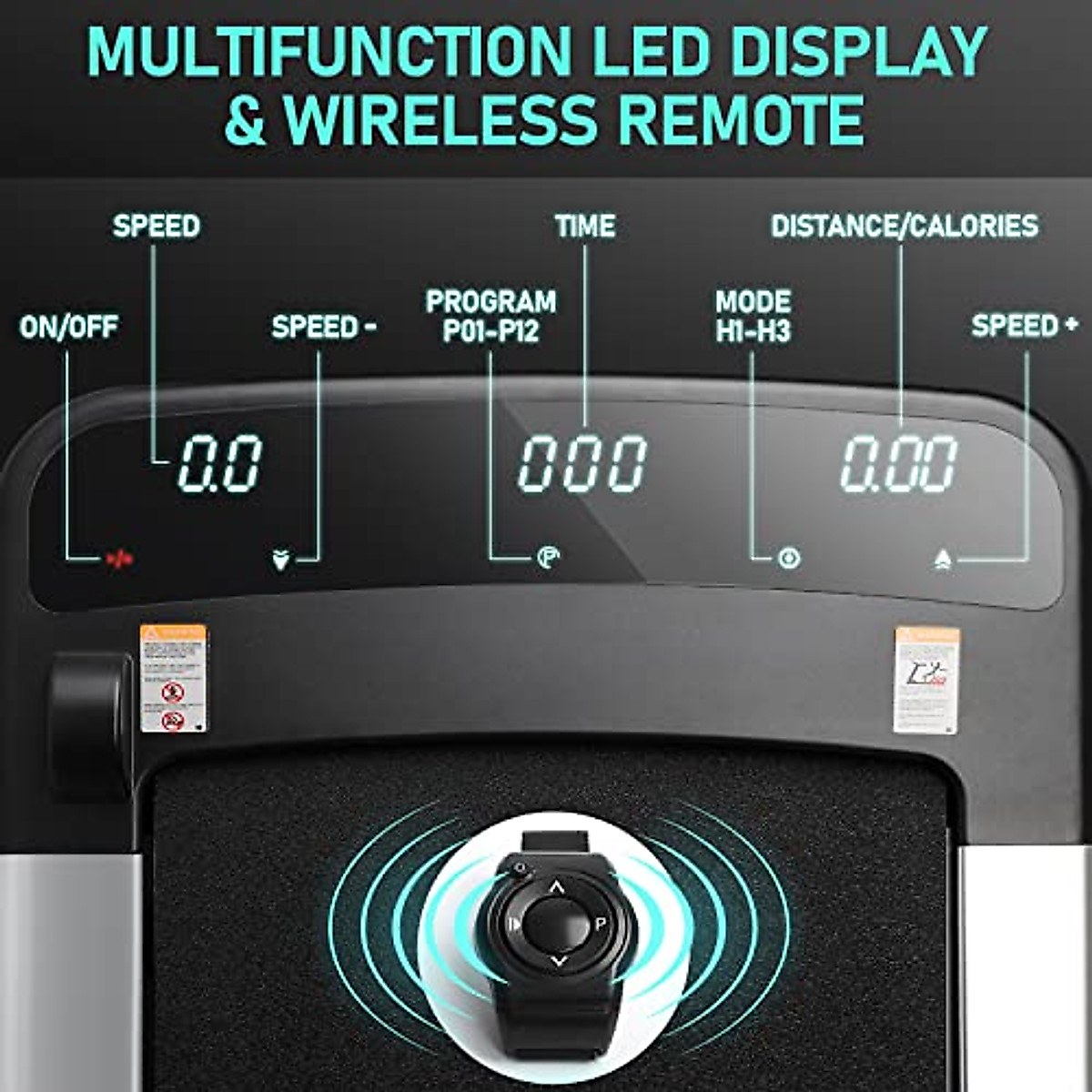 Under Desk Walking Pad, 300 lb Capacity, Installation-Free Electric Treadmills for Home, 12 Preset Programs Running Machine for Home