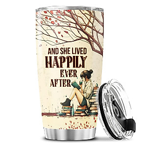 HUBUPU Just A Girl Books, Tumbler 20 Oz With Lid And Straw, Book Gifts