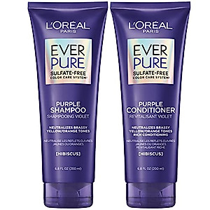 L'Oreal Paris EverPure Brass Toning Purple Sulfate Free Shampoo and Conditioner, 8.5 oz (Set of 2)