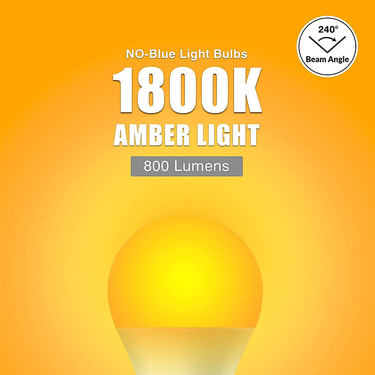 Neporal Amber Light Bulbs 4PK, 9W 60 Watt Equivalent, Blue Blocking Light Bulbs 1800K, Soft Warm Sleep Light Bulbs A19, Amber Night Light Bulb E26 for Bedroom and Baby Nursery Light