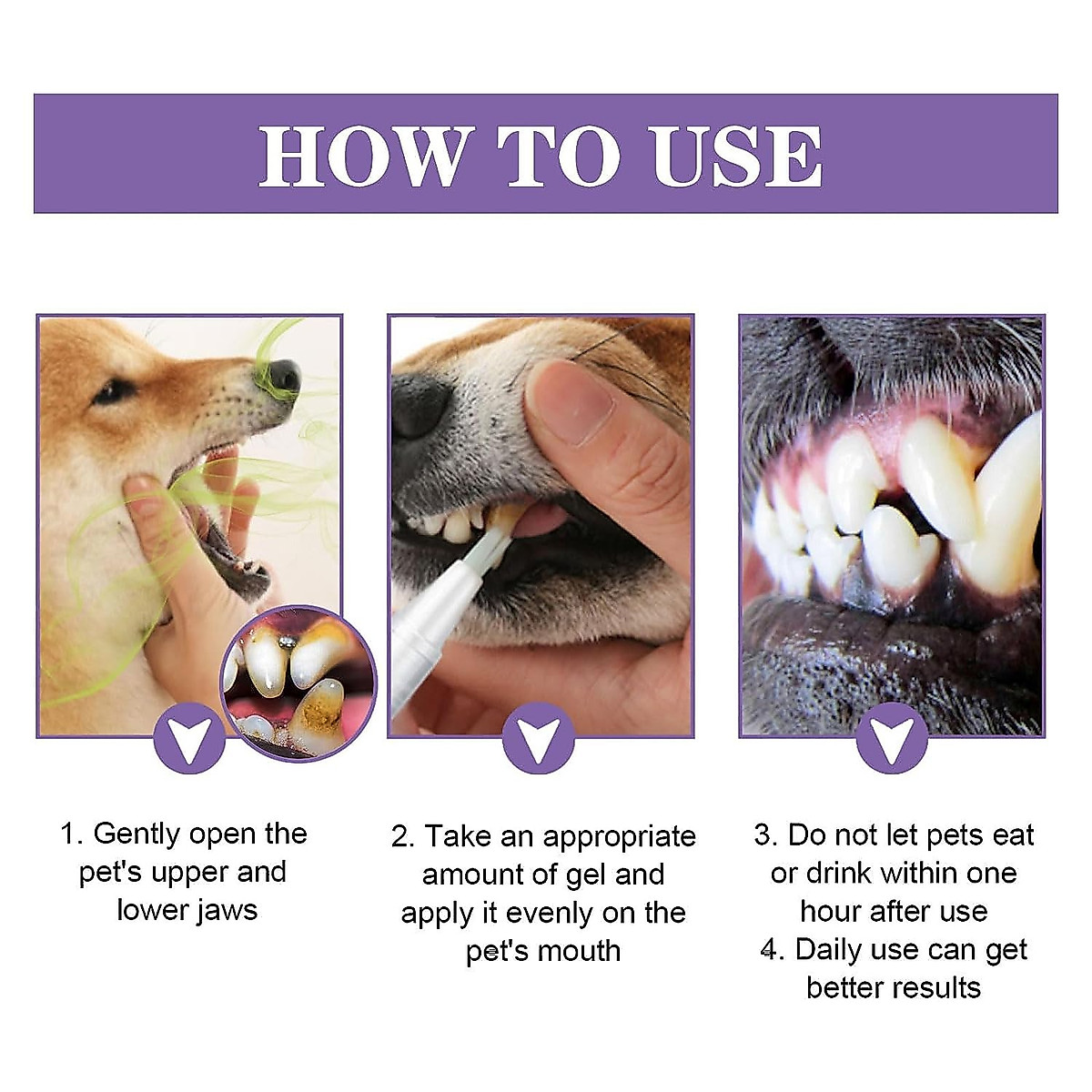 3Pcs Pet Oral Repair Gel, Pet Oral Restoration Whitening Gel, Pet Teeth Care Gel Cleaner Teeth & Fresher Breath, Without Brushing, for Dogs & Cats