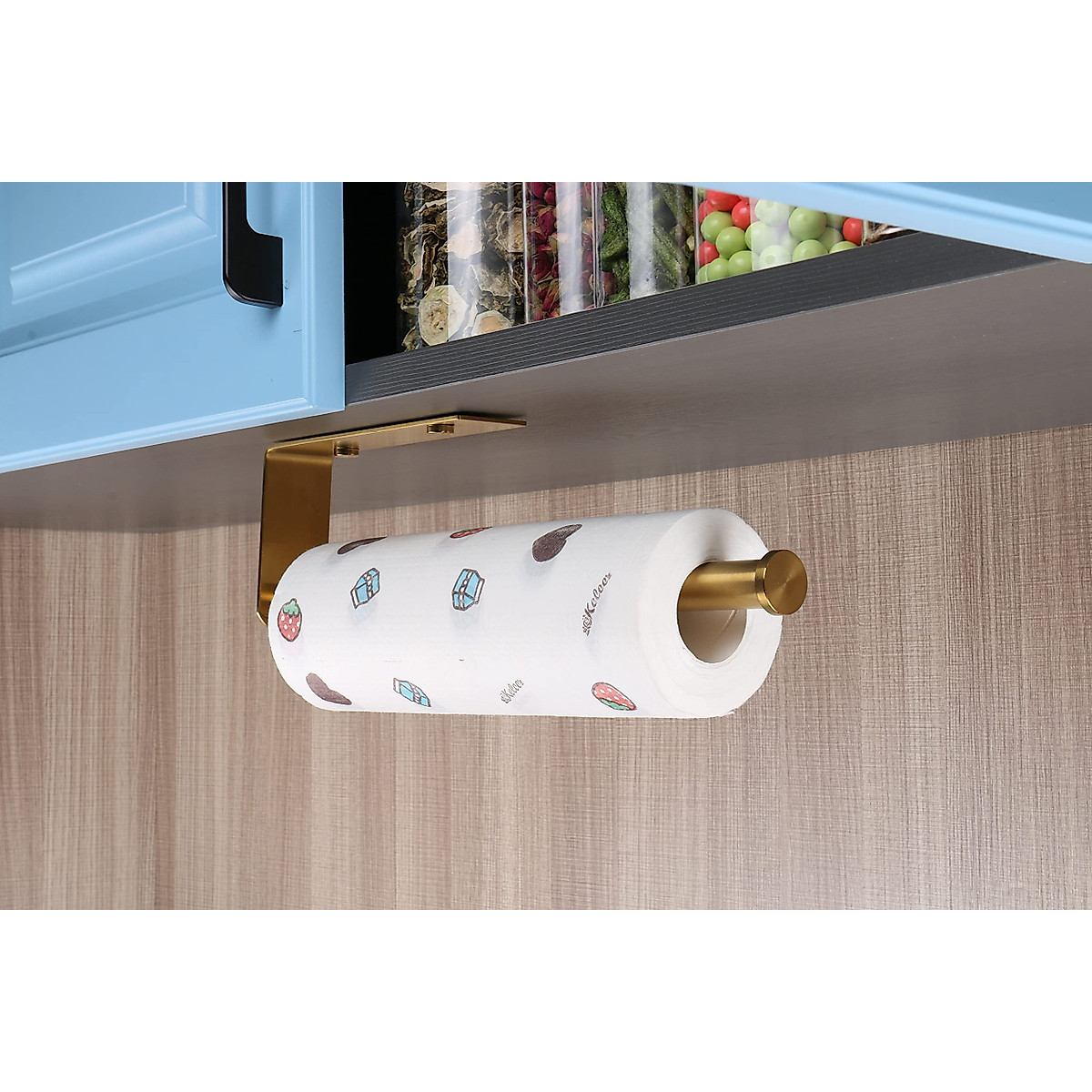 TocTen Paper Towel Holder Available in Self Adhesive and Wall Mounted Installation Paper Towel Bar for Kitchen Under Cabinet, Thicken 304 Stainless Steel Paper Towel Rack (13 inch, Brushed Gold)