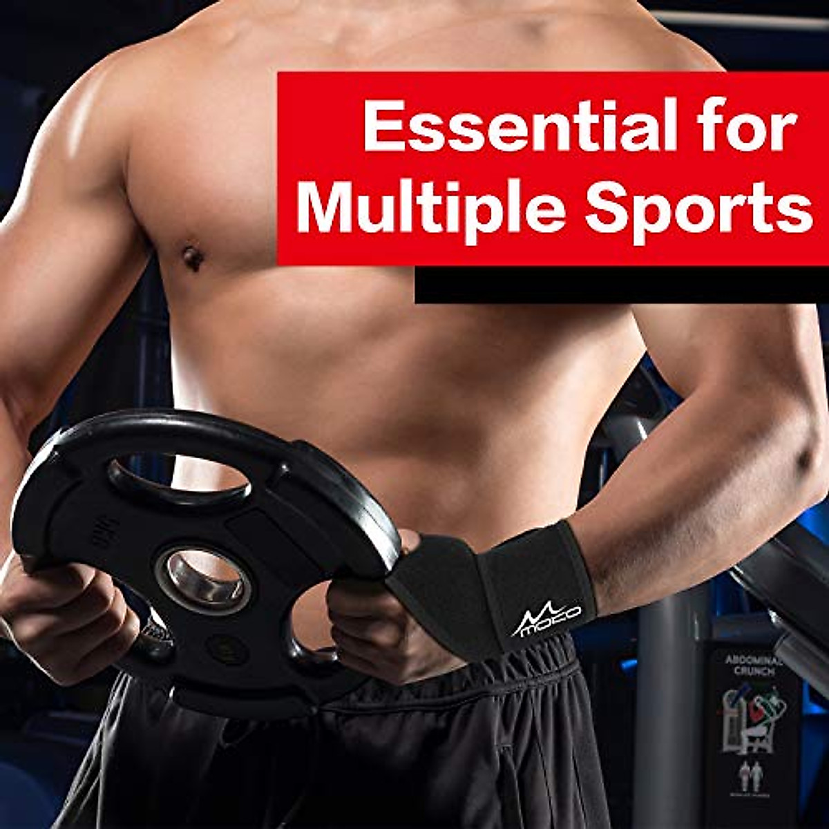 MoKo Wrist Brace, (2 Pack) Adjustable Athletic Wrist Support Wrist Wraps for Women Men Working Out, Tennis, Weightlifting, Biking, Carpal Tunnel, Black