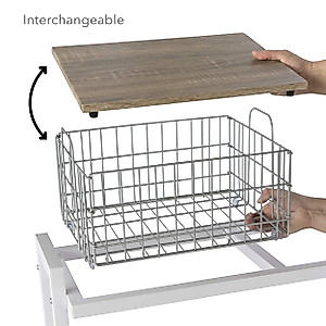 Atlantic Modular Mobile Storage Cart System, with Interchangeable Shelves & Baskets, Powder-Coated All-Steel Frame, 4-Tier, Caster Wheels for Mobility, PN 23350331, in White