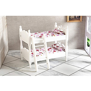 Z MAYABBO Wooden Dollhouse Furniture of Baby bunk Bed with Ladder for Miniature Dollhouse Accessories - 1/12 Scale