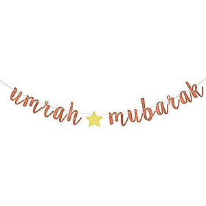 Glittery Umrah Mubarak Banner, Eid Mubarak Banner, Eid Party Decorations 2023, Muslim Ramadan Hanging Sign Home Office