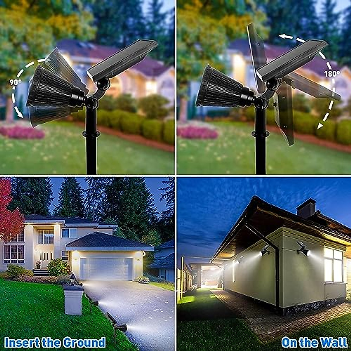 DIGBYS Solar Spotlights Outdoor Waterproof, 2-in-1 Outside Lights Landscape, Waterproof Security, with 3 Modes Solar Outdoor Spot Lights,2PcsWarmLight-7LED