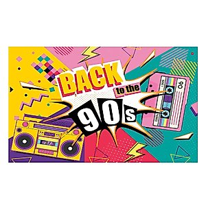 Funnytree 90's Backdrop for Party Back to 90's I Love The 90s Photography Background Retro Hip Hop Theme Radio Fashion Disco Rock Music Banner Birthday Decoration Supplies Studio Props