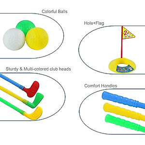 ORZIZRO Plastic Golf Clubs, Educational Golf Toys Sets for Toddlers Kids, Sturdy & Multi-Colored