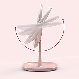 KXA Foldable Makeup Mirror, Vanity Mirror Dimmable LED Lights with Wide-Angle Touch Screen and Countertop Adjustable 90-170 Degree Bracket