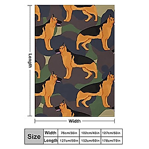 German Shepherd Throw Blanket for Couch Bed Flannel Lap Blanket Lightweight Cozy Plush Blanket for All Seasons 50"x70"