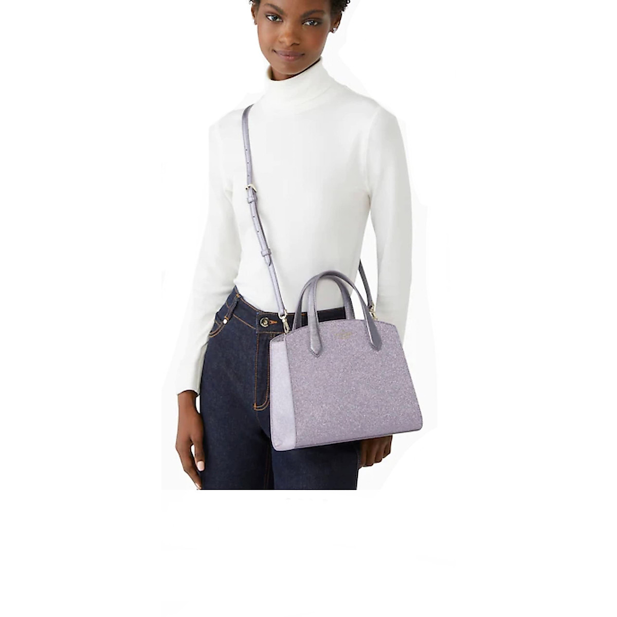 Kate Spade New York Tinsel Glitter Satchel (Lilac frost)