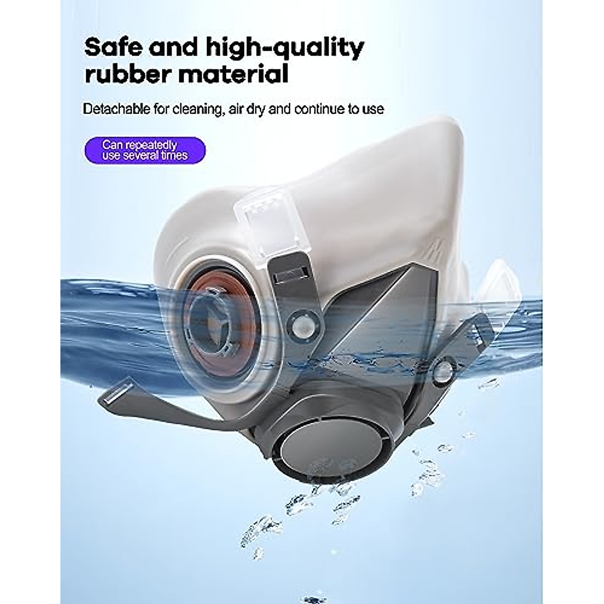 Reusable Respirator Mask, Chemical Respirator Half Facepiece with Anti-Fog Safety Goggle Set Against Dust/Organic Vapors/Chemical/Particle/Pollen for Painting, Sanding Work