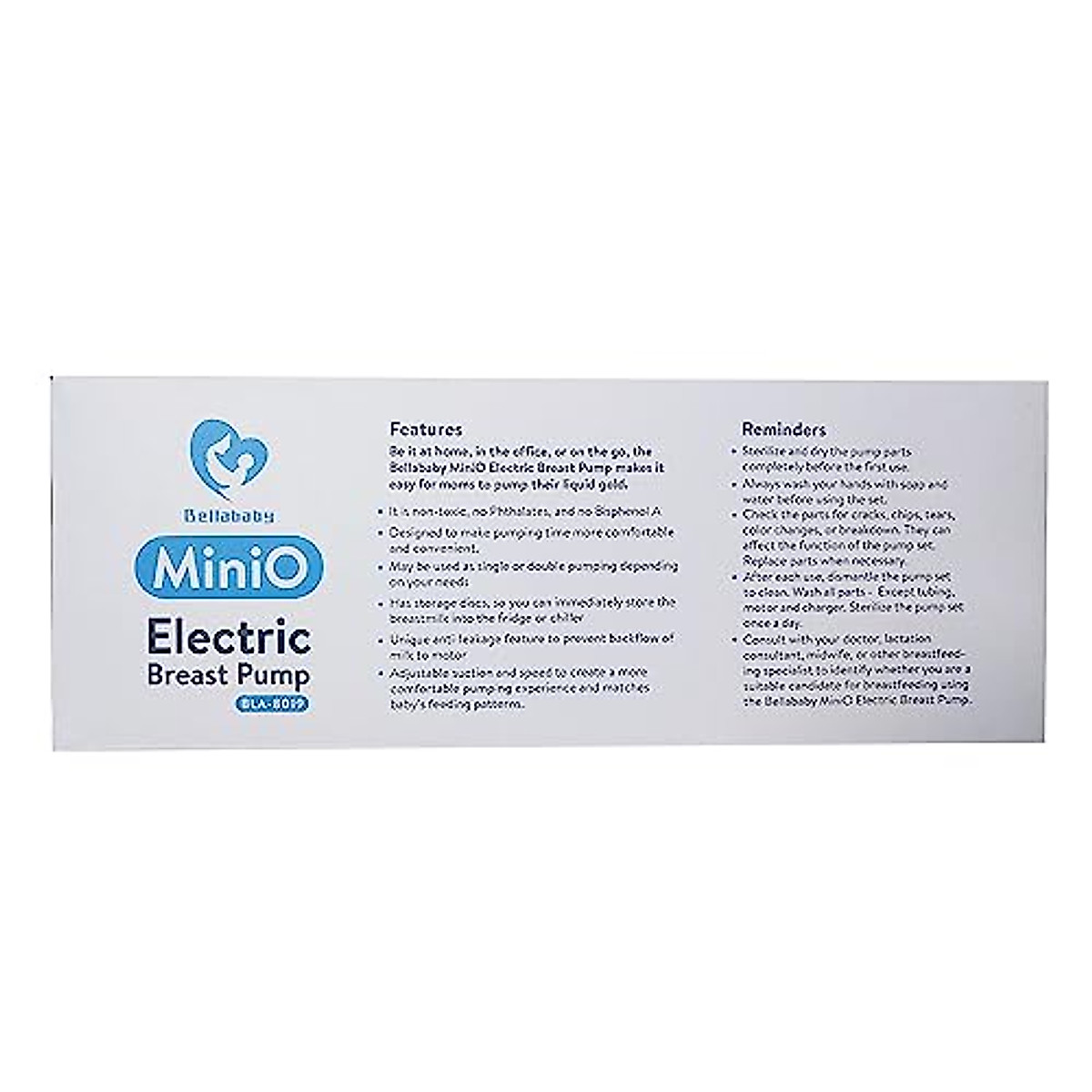 Bellababy MiniO Breast Pump,Electric Double Breast Pump Rechargeable,Come with 24mm Detachable Flanges,10 Storage Bags,2 Storage Bag Adapters,2 Bottle Neck Adapters