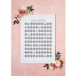 100 Dates Scratch Off Poster - Engagement Gifts, Gift for Her, Gifts for Her, Date Night, Anniversary for Couples, Date Night Ideas, Birthday Gifts for Women, Engagement, Wedding