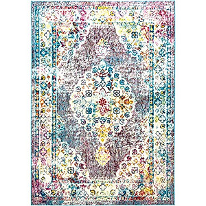 Home Dynamix Nicole Miller Patio Starlight Cedar Indoor/Outdoor Area Rug 5'2"x7'2", Modern Gray/Pink/Blue/Puple
