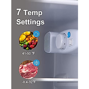 KRIB BLING 3.5 Cu.Ft Mini Fridge,Small Refrigerator 7 Level Adjustable Thermostat Removable Shelves with Stainless Steel 2 door for Office Dorm Apartment Silver