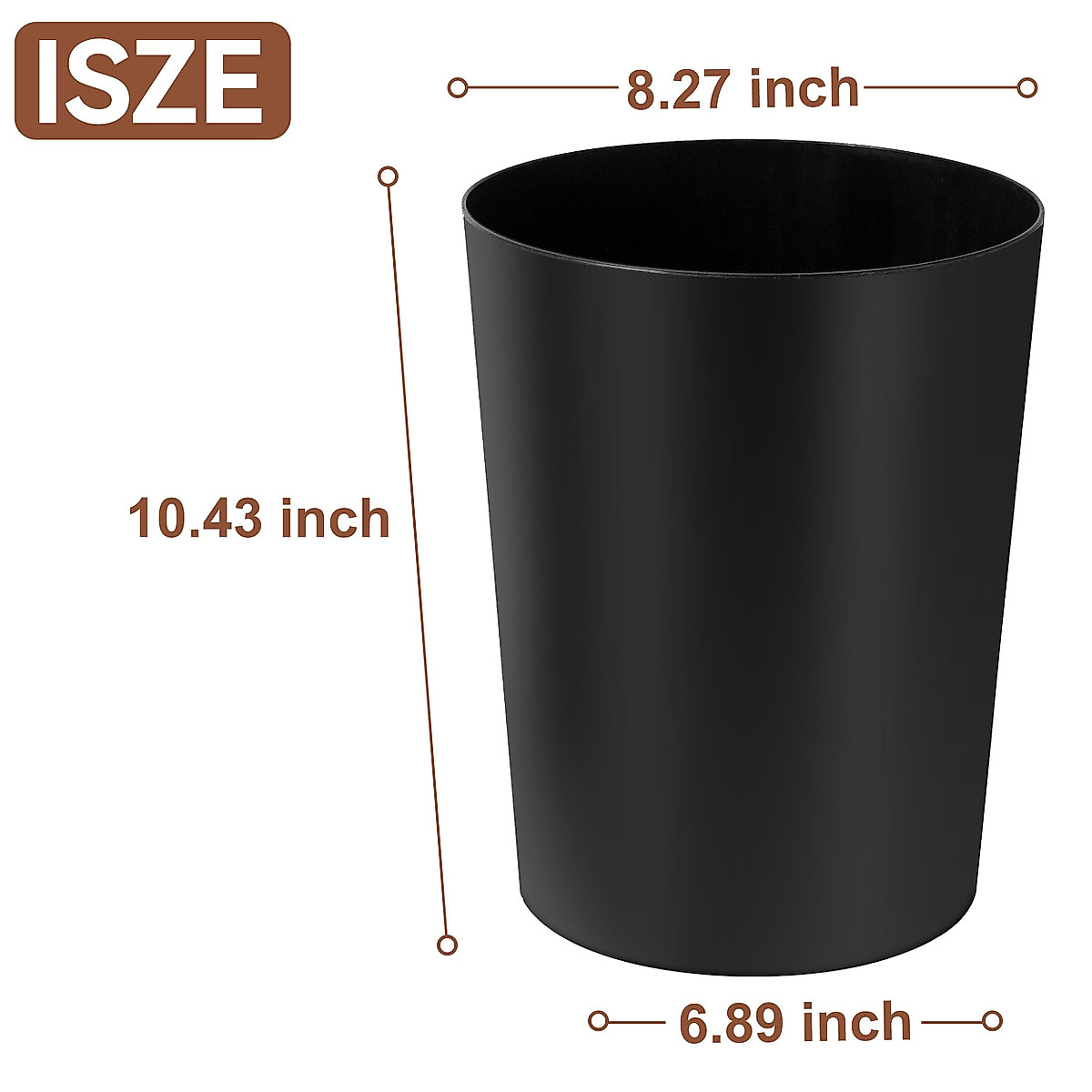 Soddeph 2.5 Gallon Trash Can,Plastic Garbage Recycling Bin,Waste Trash Bin,Round Container Bin Wastebasket forOffice,Home,Bathroom,Kitchen (Black, 1 Pack)