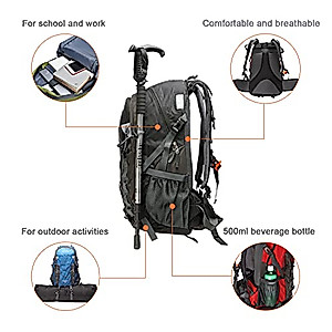 Diamond Candy Waterproof Hiking Backpack for Men and Women, Lightweight Day Pack for Travel Camping, ArmyGreen, 40L