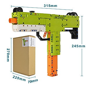 Yanscian Uzi SMG Submachine Nerf Gun Model Building Toy kit Set 398 Pcs DIY STEM Toy That Shoots Building Block Brick Military Gun for Kids & Adults