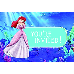 Set of 20 Undersea Princess Inspired Happy Birthday Invitation Cards & Envelopes – Lightweight (240g), Postcard Style Invites for the Perfect Party Pack