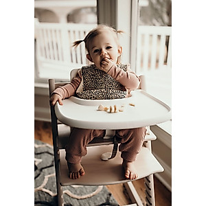 Three Little Tots Modern Silicone Baby Bib – Adjustable Fit Waterproof Catch Bibs ((Leopard)