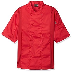 Chef Code Men's Chef Coat with Side Vents, Red, 3X-Large