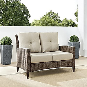 Crosley Furniture CO7161-LB Rockport Outdoor Wicker High Back Loveseat, Light Brown